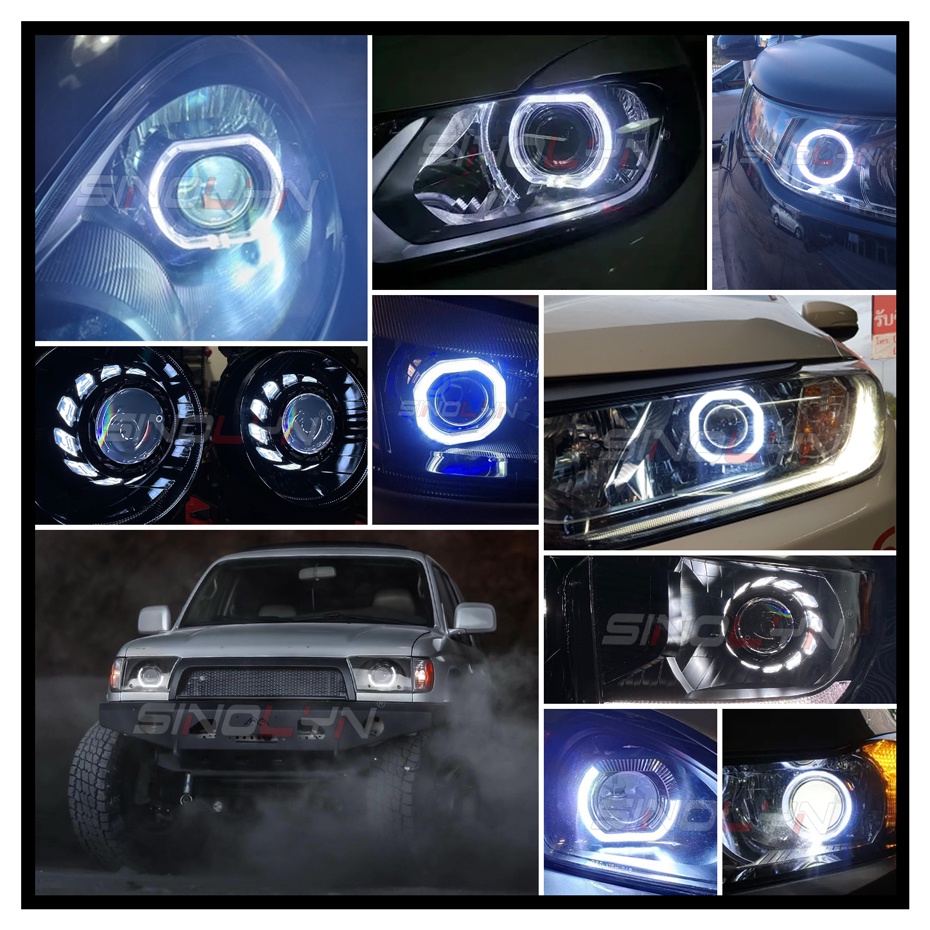 Sinolyn 2.5''/3'' Black Shrouds With LED Angel Eyes For WST/Hella 3R ...