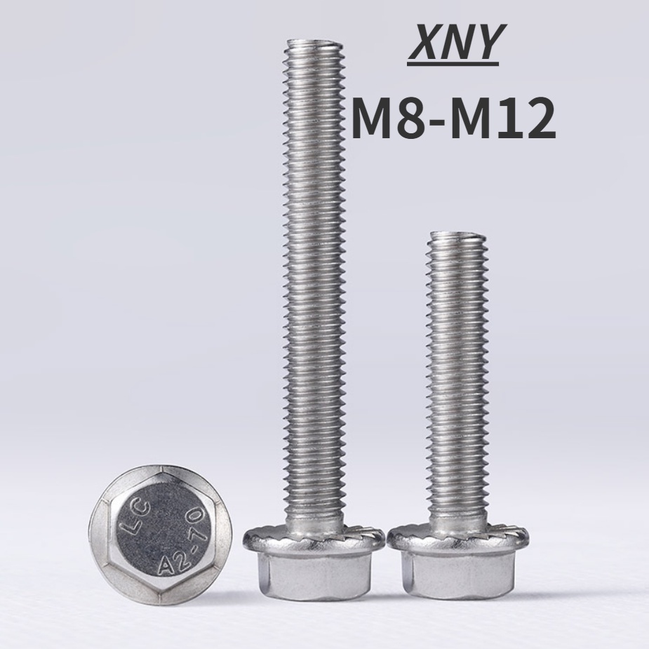 [XNY] 304 Stainless Steel Anti-Loose Flange Bolt with Teeth A2-70 Outer Hexagon Screw M8/M10/M12 ...