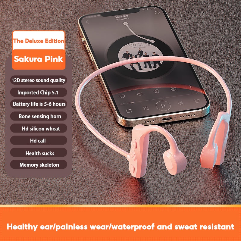 Bone Conduction Earphones Bluetooth Wireless Waterproof MP3 Player Hifi ...