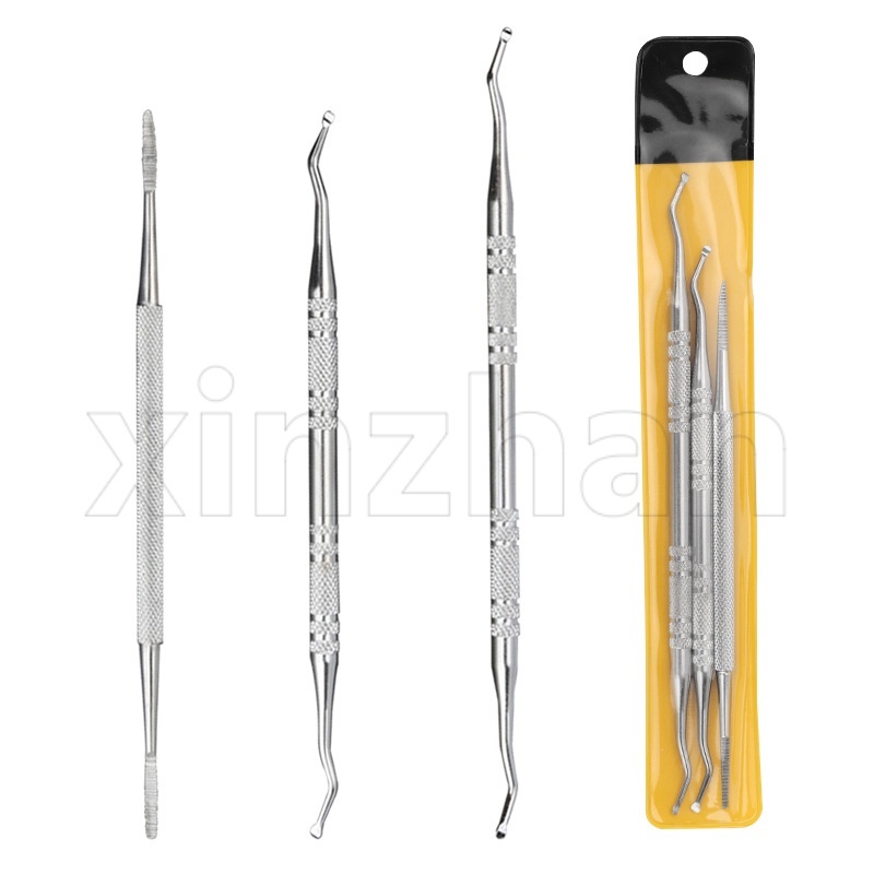 3pcs/set Double Ended Stainless Steel Toe Nail File Cuticle Pusher Nail ...