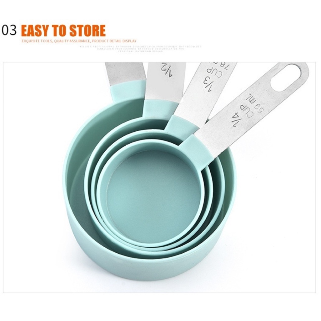 Stainless Steel PP 4 Pcs Measuring Cup Spoon Kitchen Baking Cooking ...