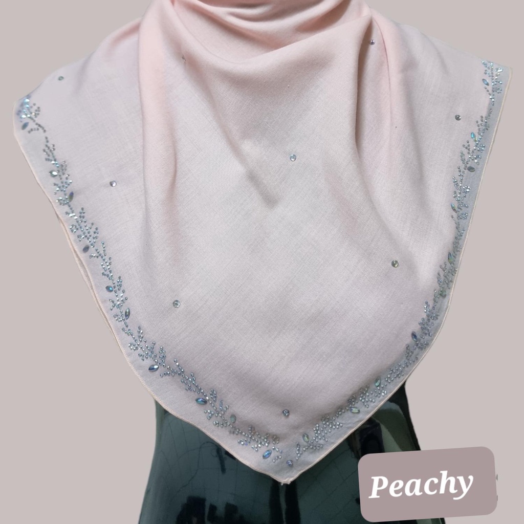 Parvifolia Tudung Bawal Cotton Batu Manik Tabur Keliling Cotton Voile ...