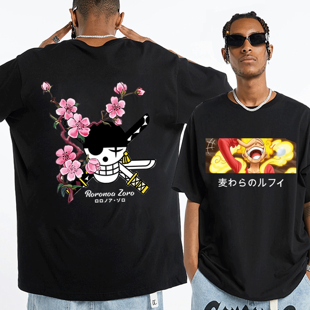 Wild Short-Sleeved T-Shirt Printed One Piece Roronoa Zoro Luffy Hip Hop ...