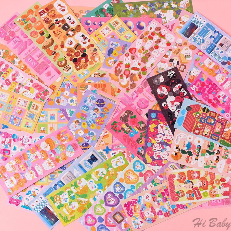 Cartoon Cute Non-Repeated Goo Card Stickers Laser Student Journal ...