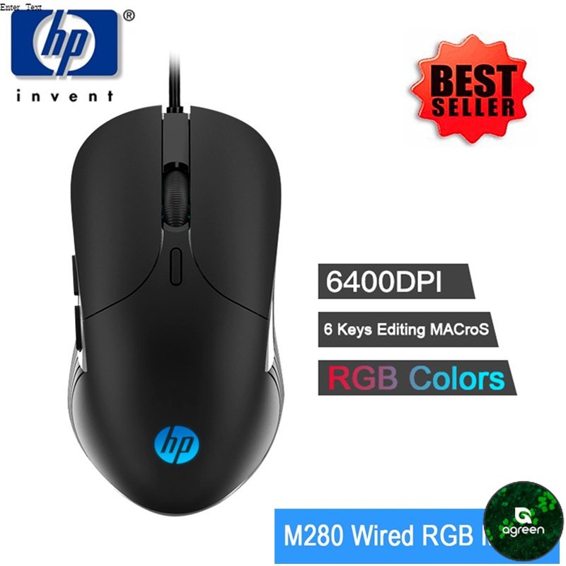 AC HP M280 Mouse 6400 dpi Game Wired Mouse RGB LED Mice Gamer Mouse For ...