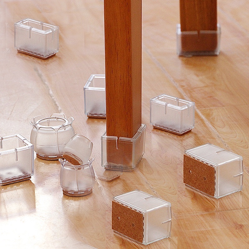 Durable Transparent PVC Chair Leg Protectors with Felt Furniture Feet ...