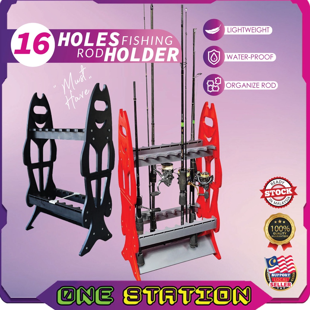 16 Holes Fishing Rod Holder Stand Rack Fishing Tool Equipment ...