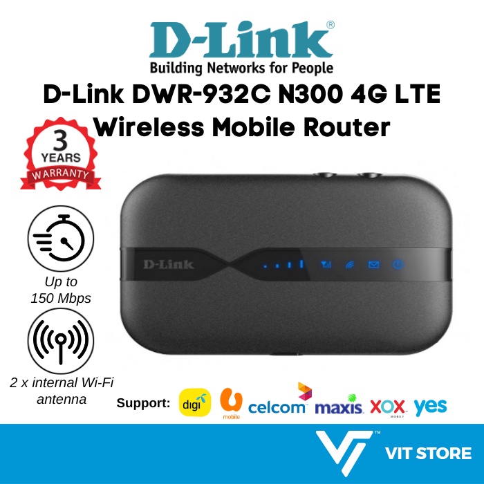 D-Link DWR-932C N300 4G LTE Wireless Hotspot WiFi Portable Mobile Router Modem Mifi Support ...