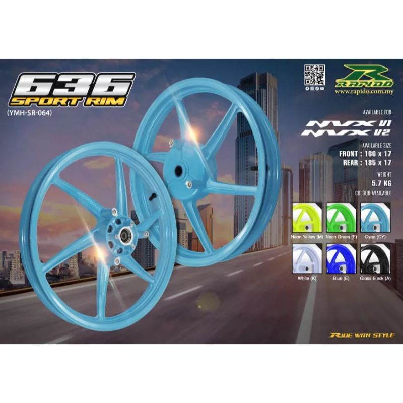 NVX 155 V1/V2 SPORT RIM RAPIDO 636 160/185-17 | Shopee Malaysia