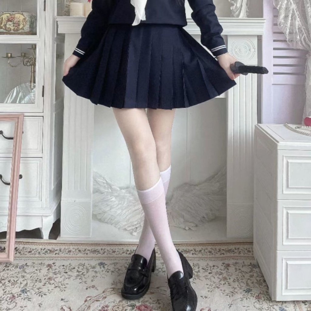 Japanese JK Uniform Long Skirt Student High Waist Pleated Skirt ...