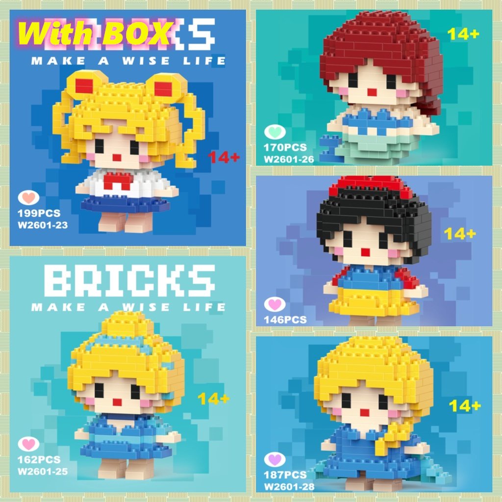 Kids Building Blocks Mermaid Cinderella Snow White Sailor Moon ...