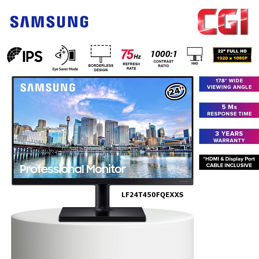 Samsung 5ms 75Hz IPS Freesync Professional Monitor (24") LF24T450FQEXXS ...