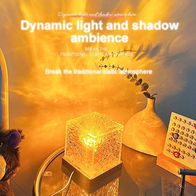 Dynamic Water Ripple Night Light Bedroom Kids Teen Adult Decor Wall LED ...