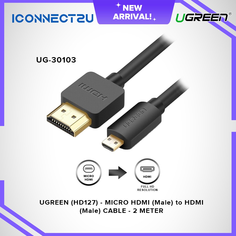 Ugreen (HD127) 30103 Micro HDMI (Male) to HDMI (Male) Cable (2M) | Shopee Malaysia
