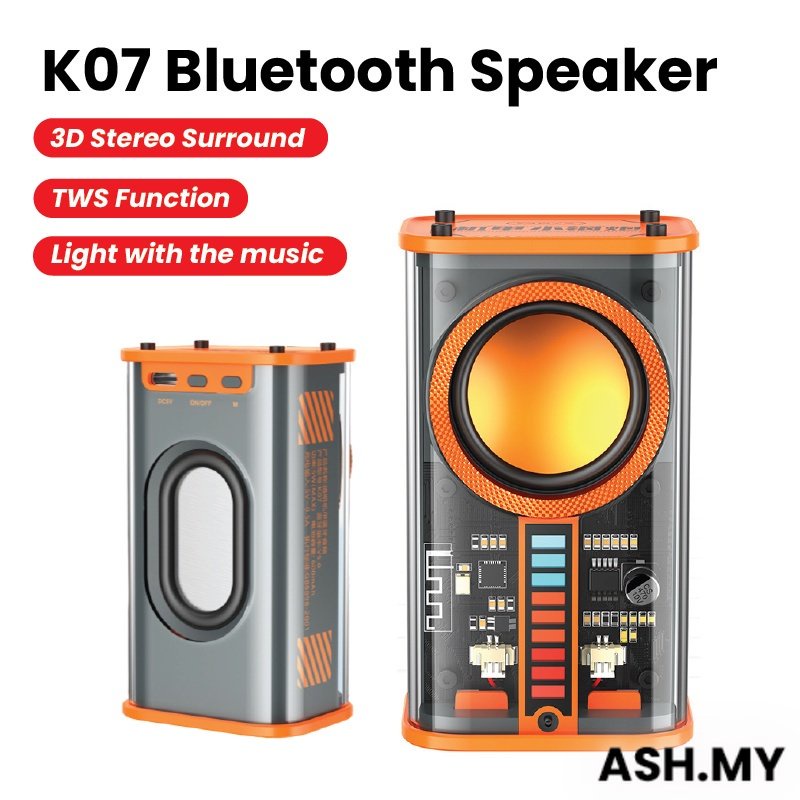 K07 Bluetooth Speaker telus Mech Audio TWS dua-mesin interkoneksi irama pernafasan cahaya 360 ...