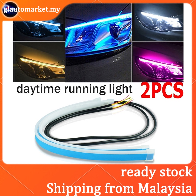 2PCS Led DRL Daytime Running Lights Turn Signal DRL Led Strip Car Light Accessories Brake Side ...