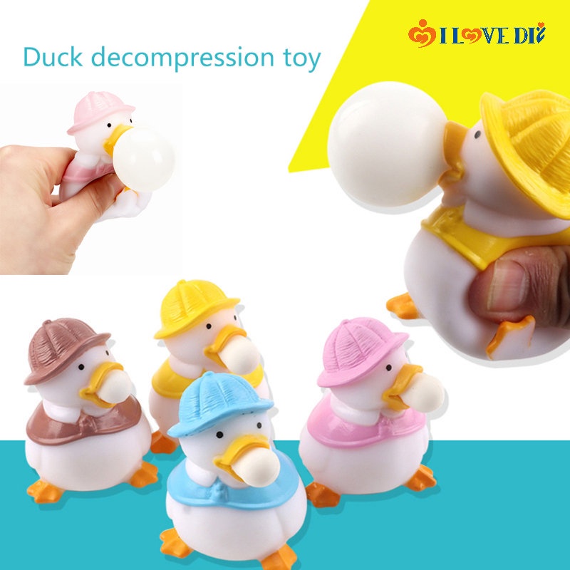 Novelty Squeezable Bubble Blowing Duck Doll Venting Toy/ Funny Duckling ...