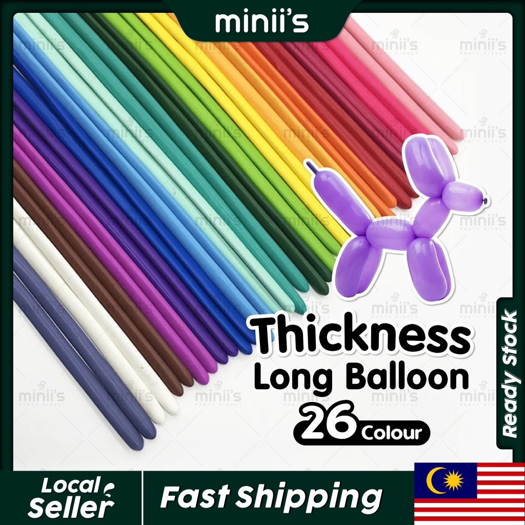 MINIIS PARTY 10pcs Long Balloon 260 Balloon Long Ballon Panjang Twist ...