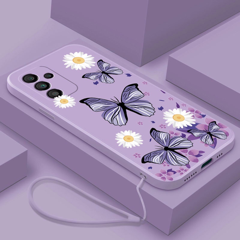 Samsung Galaxy A55 A35 5G A05s A05 M34 M15 5G Little Daisy Luxury Butterfly Flower Casing Liquid ...