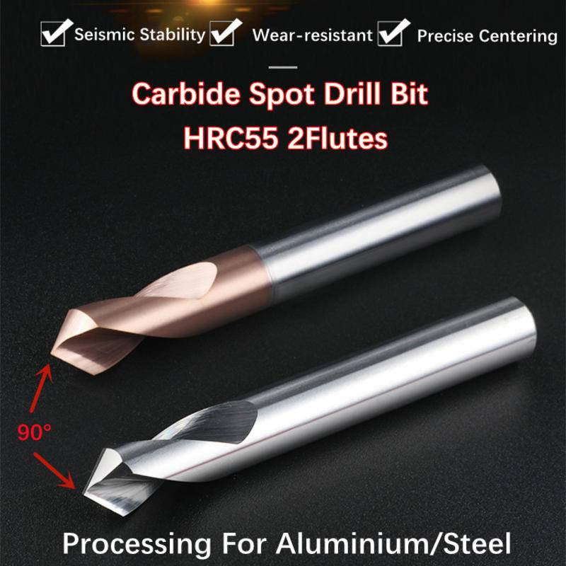 1pc HRC55 Carbide Spot Drill Bit 90 Degree CNC Drilling Guide Tool ...
