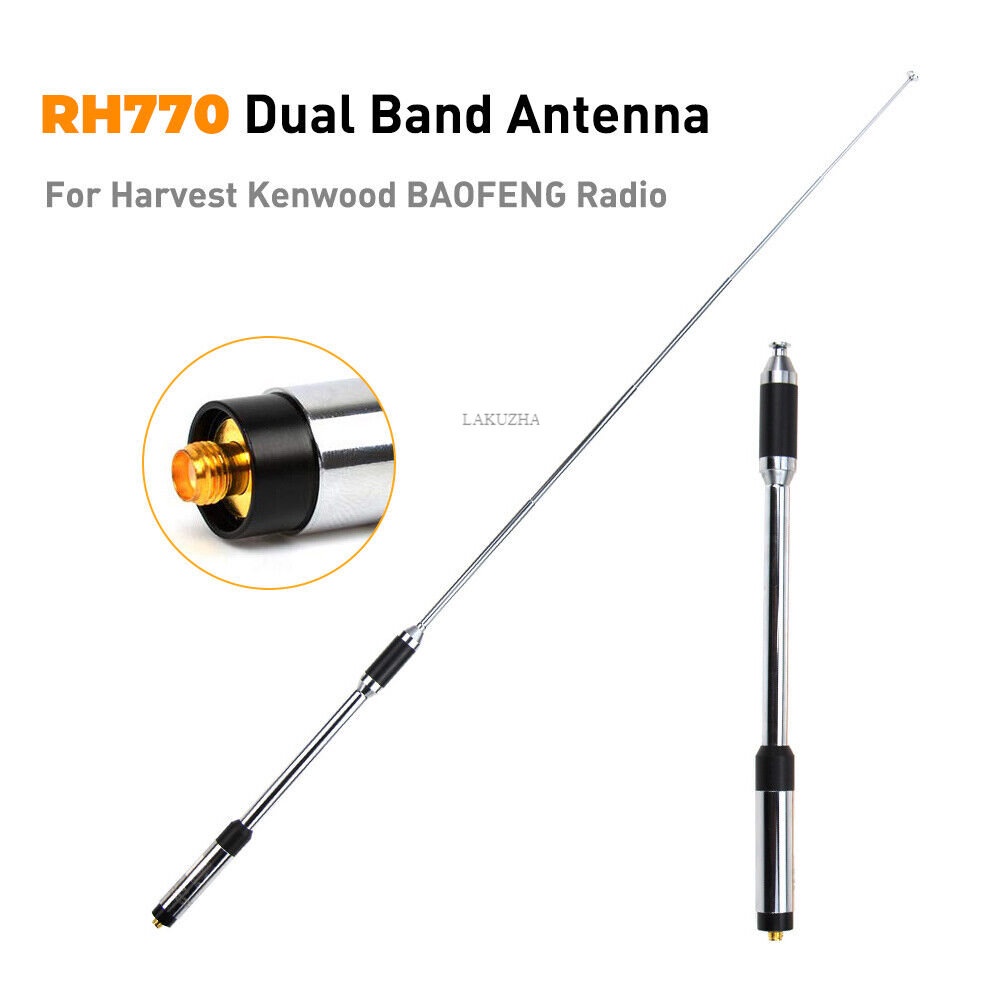 High Gain Dual Band Antenna Taiwan Harvest RH770 Telescopic SMA-F/SMA-M/BNC-M walkie talkie ...