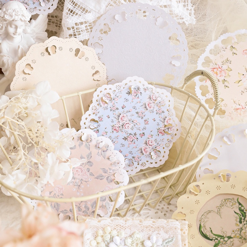 QOUZMO 10pcs/pack hollowed out lace paper collage papers[Butterfly Fifi ...