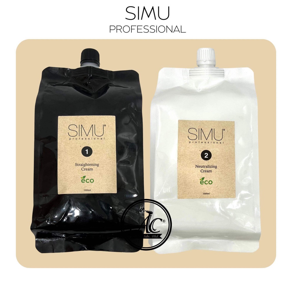 Simu Rebonding Cream 1000ml x2 Straightening Cream + Neutralizing Cream ...