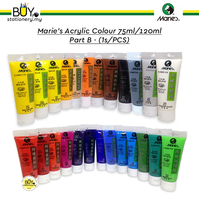 Marie's Acrylic Paint 25 Colours 75ml / 120ml Part B - (PCS) [Spend ...