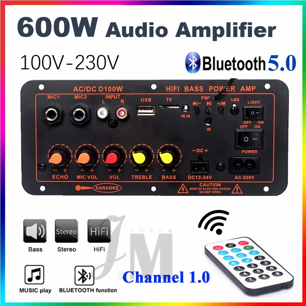 600W Bluetooth Audio Amplifier Bluetooth 5.0 Board D100 Subwoofer Dual ...
