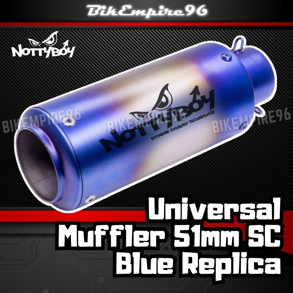 NottyBoy Blue Universal Motorcycle Exhaust Muffler 51mm For Kawasaki ...