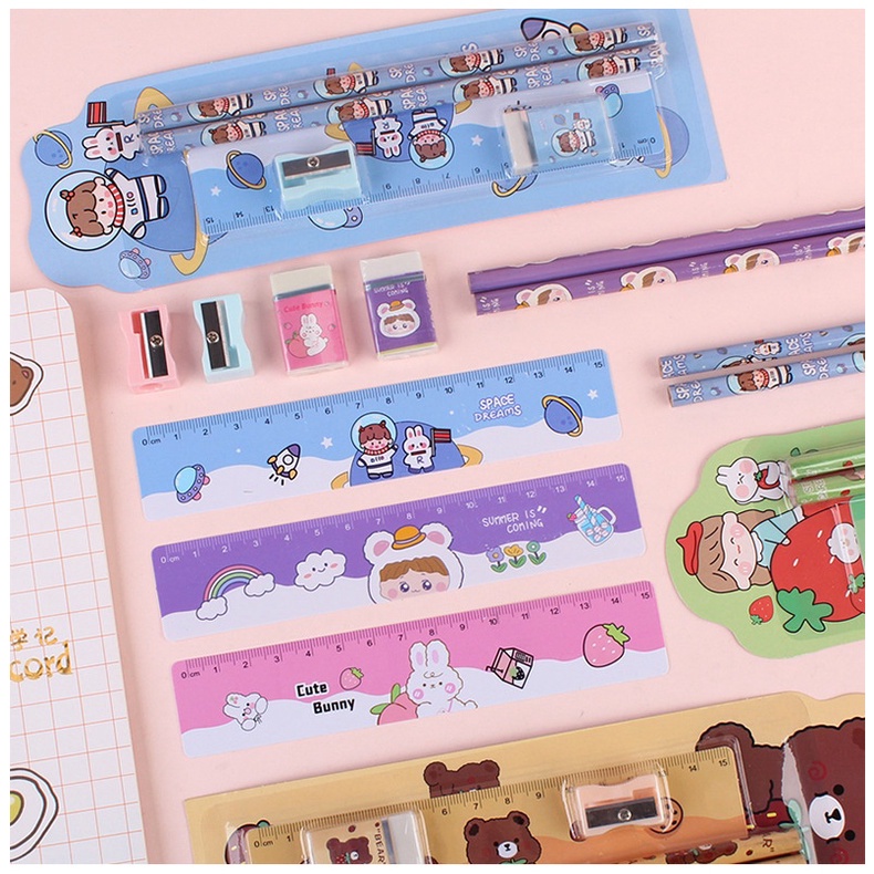 TOYSSAFARI 5pcs/set Cute Rabbit Bear Pencil Set with Sharpener Children ...