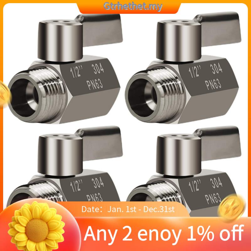 4X 304 Stainless Steel Mini Ball Valve(1/2 Inch Female x Male) NPT ...