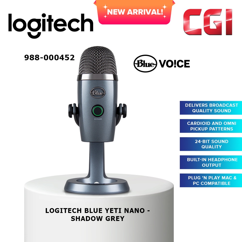 Logitech Blue Yeti Nano Dual-Pattern USB Microphone with Blue Voice ...