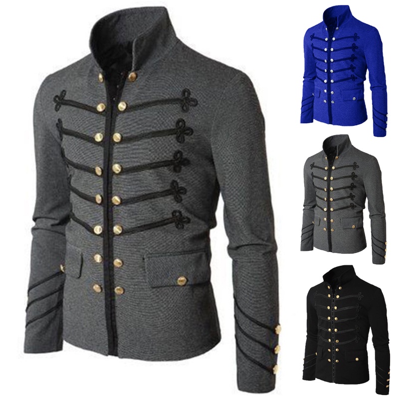 Double Men's Breasted Medieval Cosplay Jacket Steampunk Coat Gothic ...