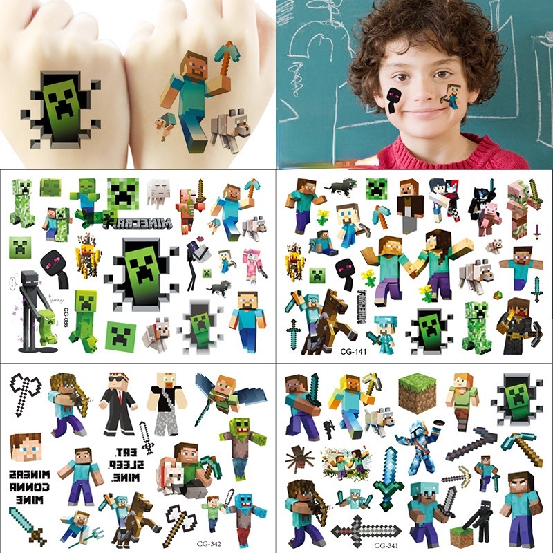 My World Game Time Disposable Tattoos Sticker 10.5x15.5 "Children's ...
