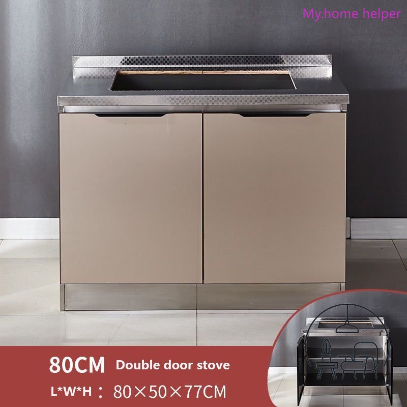 🔥Stainless steel kitchen cabinet Simple stove cabinet Integrated ...