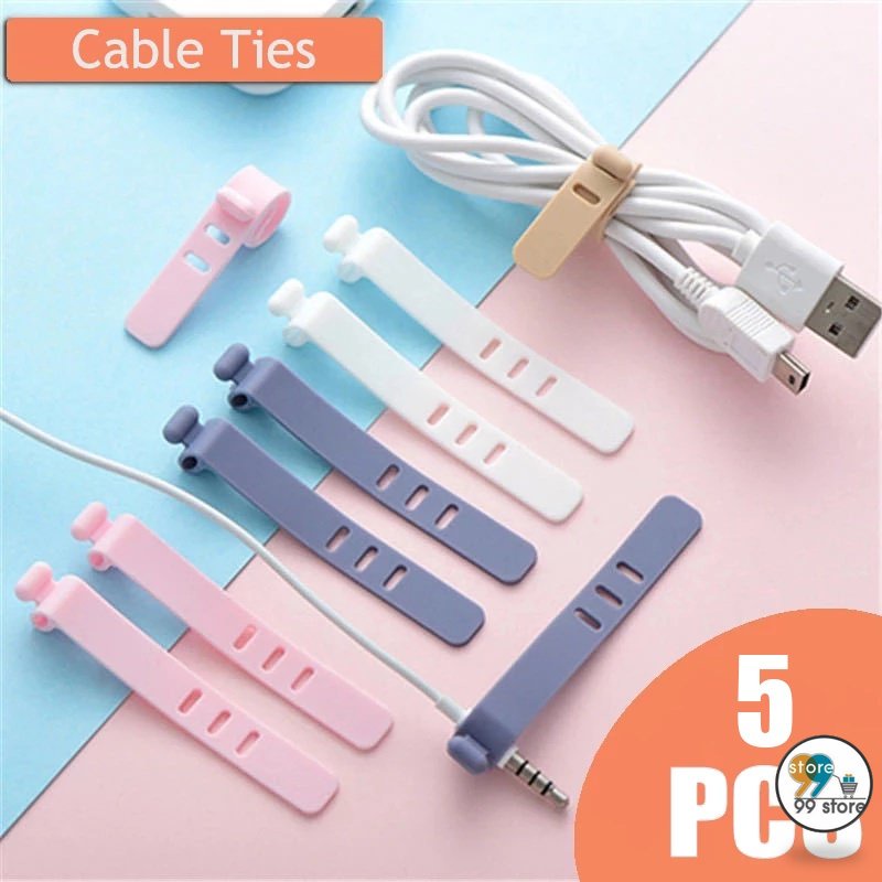 HOT 5Pcs Silicone 3 Hole Cable Cords Organizer / Portable USB Charging ...