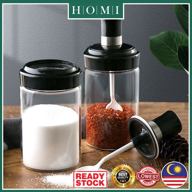 📦HOMI READY STOCK📦Seasoning Bottle Transparent Glass Condiment Spice ...