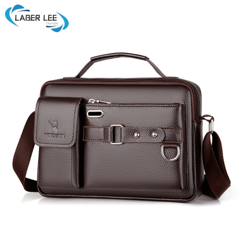 LABER LEE Men Messenger Shoulder Business Bag PU Leather Briefcase ...