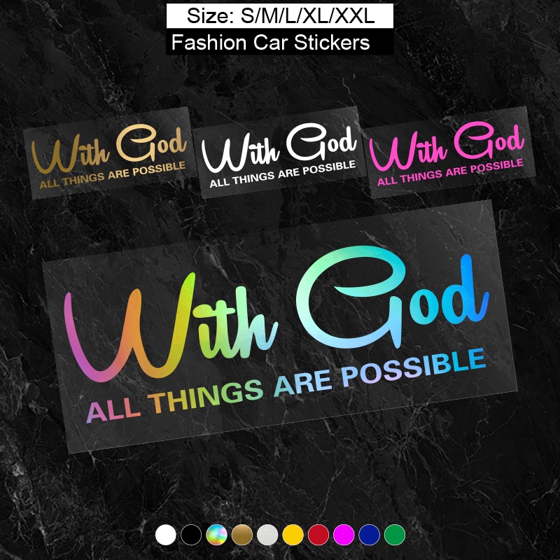 WITH GOD ALL THINGS ARE POSSIBLE Classic Christian Car Stickers ...