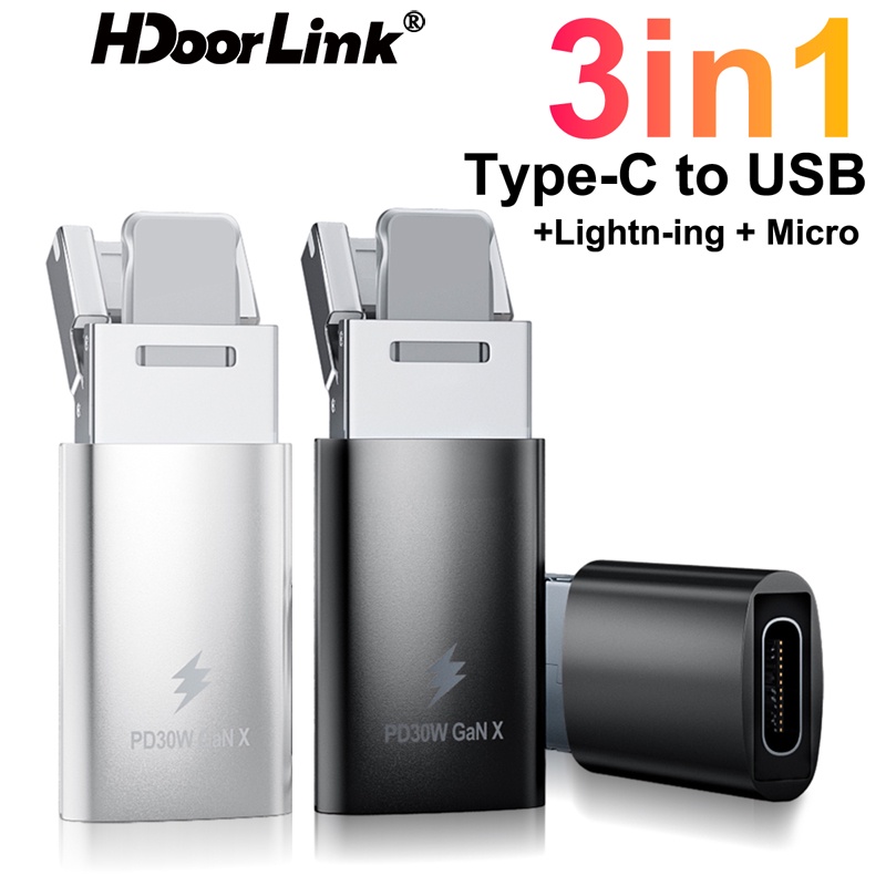 HdoorLink 3 in 1 OTG Adapter Type C Female To USB Male/Micro USB/IOS ...