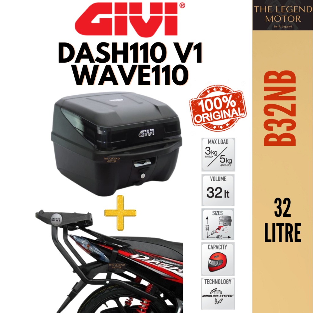 HONDA DASH V1 WAVE110 DASH110 WAVE 110 RS GIVI HRV HEAVY DUTY MONORACK MONO RACK J BOX KOTAK TOP ...
