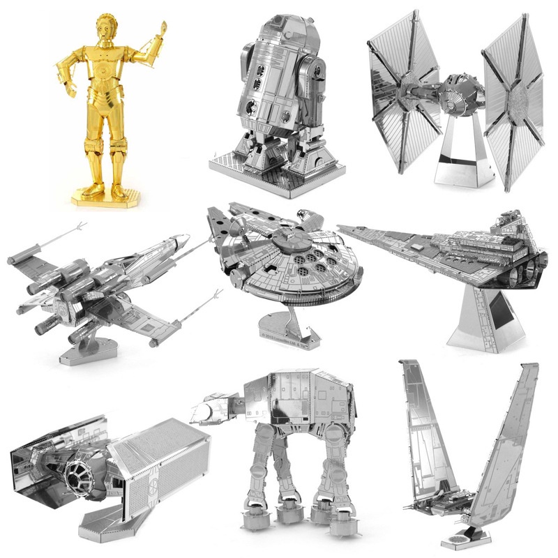 Mini 3D Metal Puzzle Toys Manual DIY Spacecraft Millennium Falcon Star ...