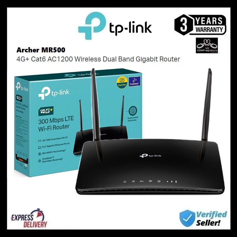 TP-Link Archer MR500 4G+ Cat6 AC1200 Dual Band 5GHz + 2.4GHz Gigabit ...