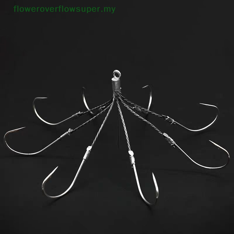 FSMY Fishing Hooks 6 Claw High Carbon Steel Treble Hooks Fishhook Super ...