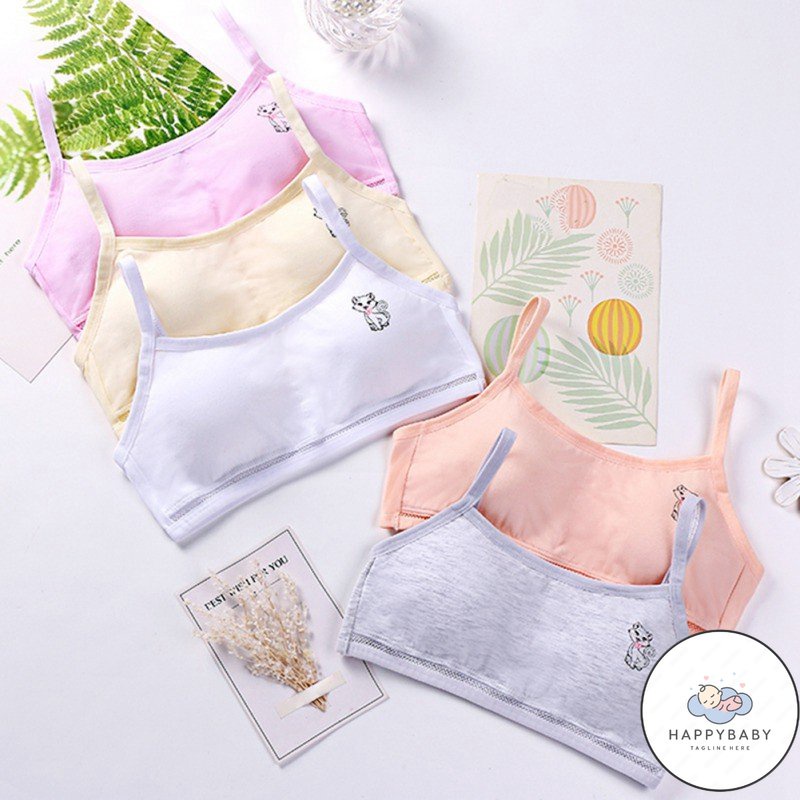 HB Puberty Girls Bra Cotton Summer Kids Cartoon Animal Print Seamless ...
