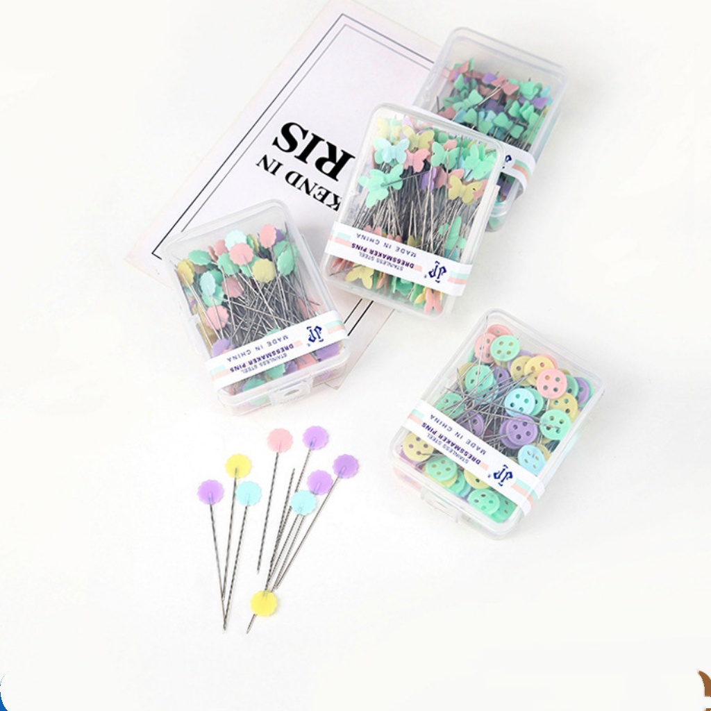 (KB2077) PREORDER 1BOX 100PCS CUTE STAINLESS STEEL NEEDLE PIN TUDUNG ...