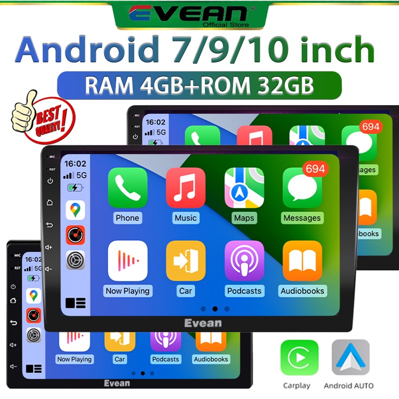 *One Year Warranty*Evean 4G 32G DSP 7"/9"10"Android Player Car Radio With Wireless Carplay And ...