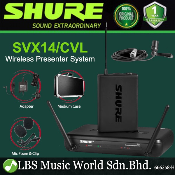 Shure SVX14/CVL Wireless Presenter Mic System with SVX4 Receiver, SVX1 ...