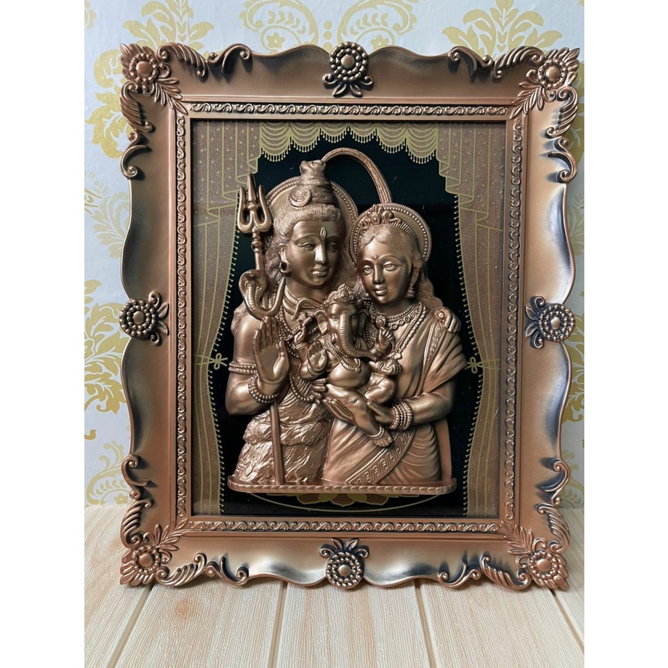 FR28 Spiritual Photo Frame Lord Shiva -Parvat i-Vinayagar on Eye Catchy ...